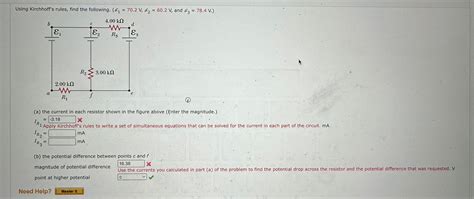 Using Kirchhoff S Rules Find The Following Chegg