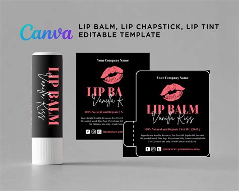 Lip Balm Wrap Label Sticker Lip Chapstick Labels Lip Balm Black Label
