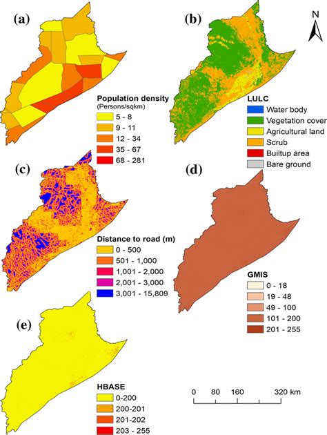 thematic layer of a population density b land use and land cover