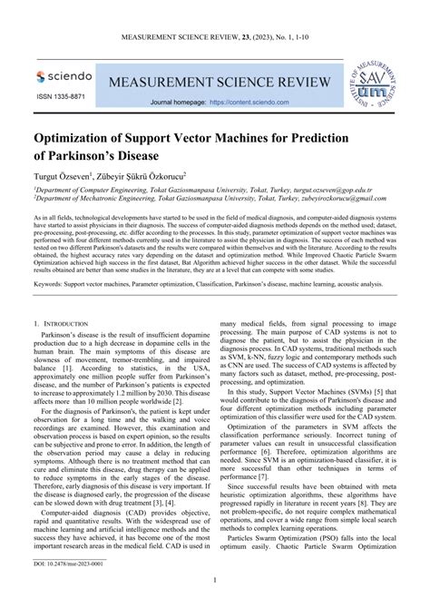 Pdf Optimization Of Support Vector Machines For Prediction Of Parkinsons Disease