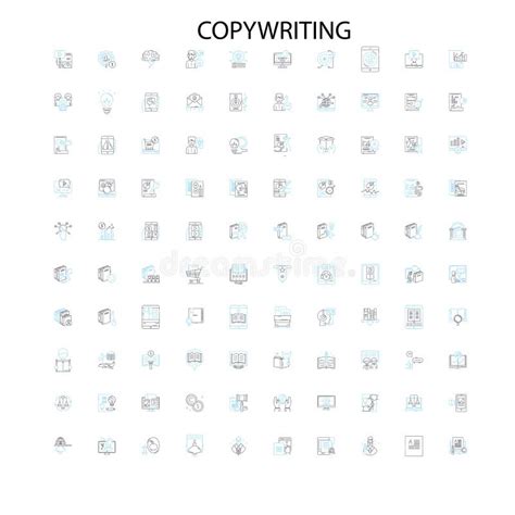 Copywriting Icons Signs Outline Symbols Concept Linear Illustration Line Collection Stock