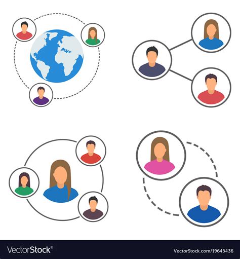 People Network Icons Set Connection Royalty Free Vector