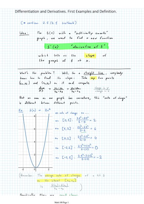 solution 13 differentiation and derivatives first examples and