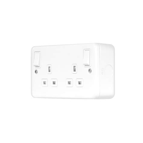 Scolmore Click Mcp836pw 13a 2 Gang Double Pole Switched Socket Outlet With Outboard