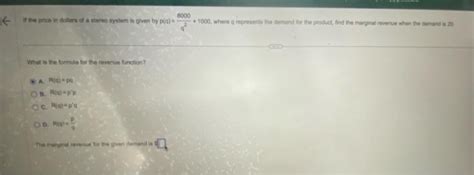 Solved What Is The Formila For The Covrenue Function A