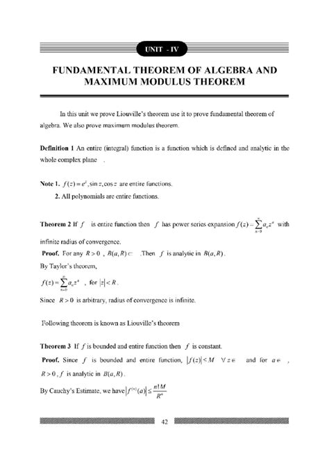 Unit 4 Fundamental Theorem Of Algebra And Maximum Modulus Theorem Real And Complex Analysis