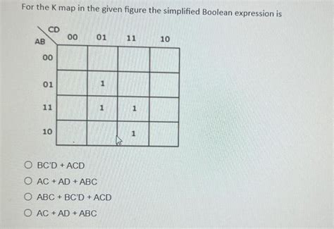Solved For The K Map In The Given Figure The Simplified