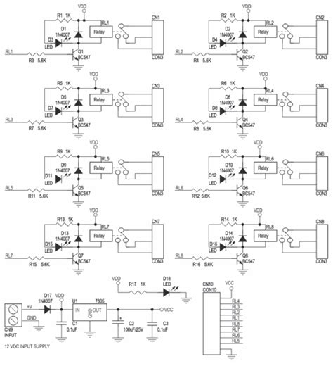 Channel Relay Board With Onboard V Regulator Electronics Lab