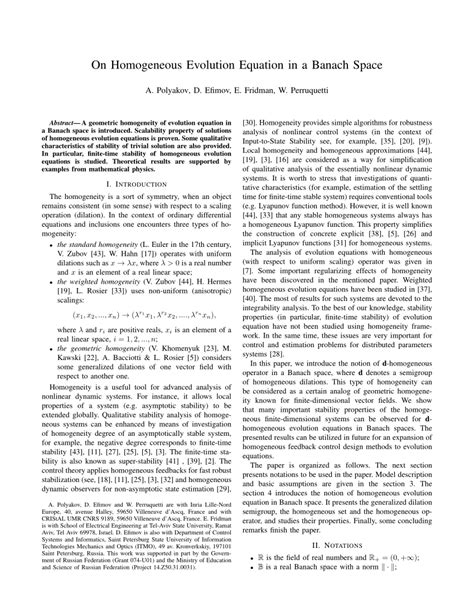 Pdf On Homogeneous Evolution Equation In A Banach Space