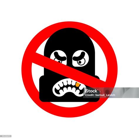강도 중지 합니다 아니 불량입니다 그것은 도둑을 금지 된다 빨간색 금지 기호입니다 반 도둑 벡터 일러스트 레이 션 강도에 대한