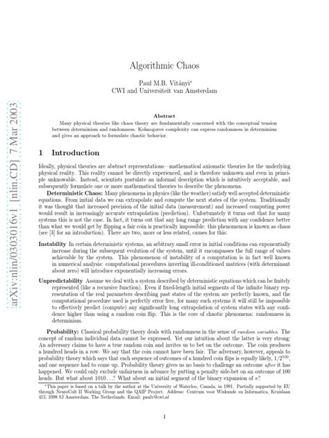 Algorithmic Chaos Pdf Chaos Theory Randomness