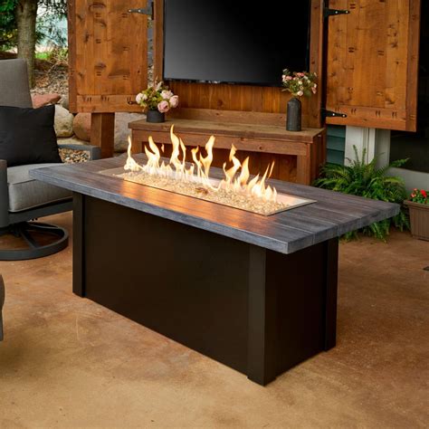 Havenwood 62 Inch Rectangular Aluminum Natural Gas Fire Pit Table In