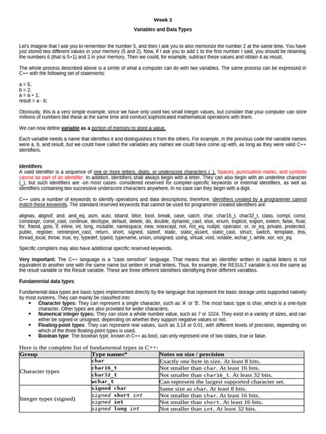 Week 2 Pdf Integer Computer Science Boolean Data Type