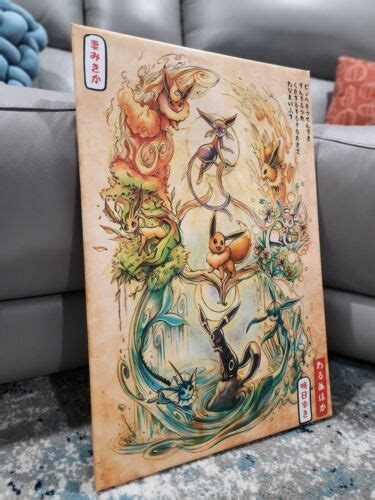 Vintage Eevee Evolutions Art Poster Canvas Wall Art Home Decor Pokemon