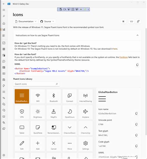 Include A Bit More Text About Icon Font S In The Main Page · Issue 1263 · Microsoft Winui