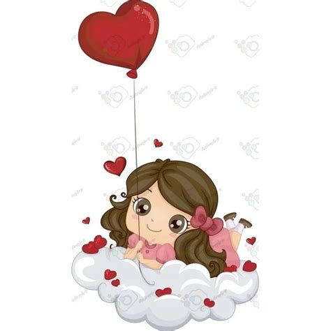 خرید و قیمت وکتور کودکانه دختر کوچولو روی ابر ویژه ولنتاین کد 12072 ترب