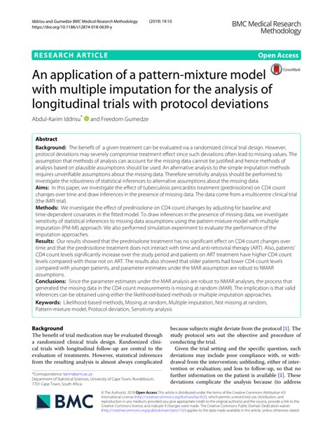 Pdf An Application Of A Pattern Mixture Model With Multiple