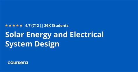 Solar Energy And Electrical System Design Coursera
