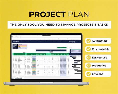Automated Project Management Gantt Chart Project Planner Project Timeline Task Tracker Business