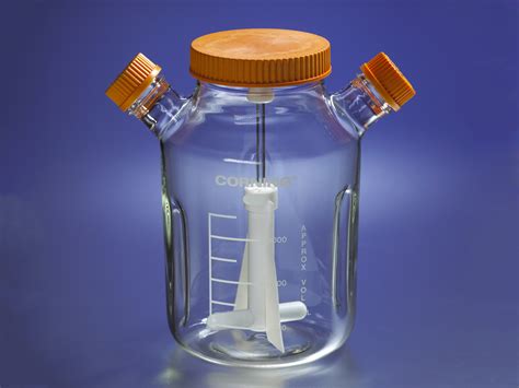 4502 6l 6l Corning® Reusable Glass Spinner Flask With 120 Mm Flat Center Cap And 2 Angled