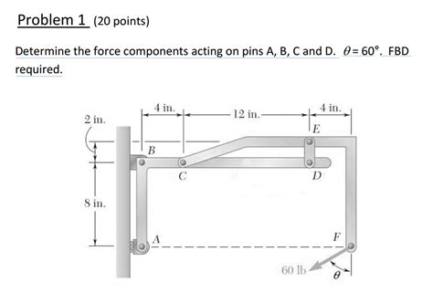 Solved Determine The Force Components Acting On Pins A B C