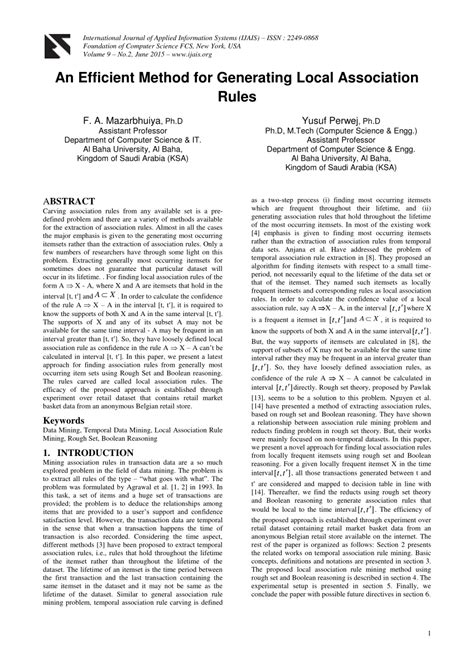 Pdf An Efficient Method For Generating Local Association Rules