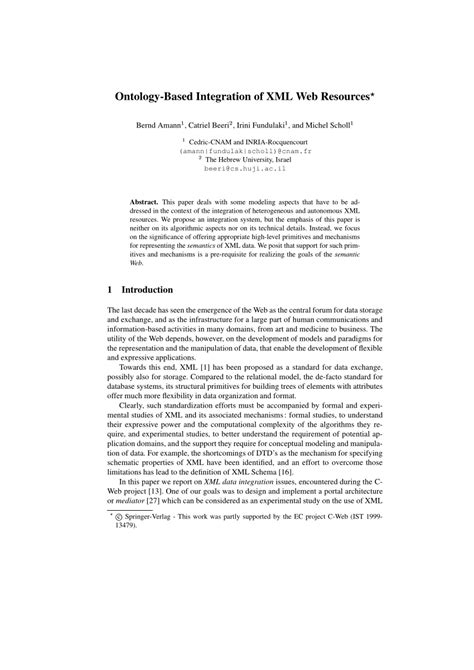 Pdf Ontology Based Integration Of Xml Web Resources