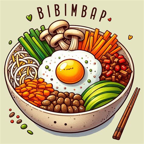 Bibimbap Png Bibimbap Clipart Korean Food Png Bibimbap Digital Download Cute Bibimbap