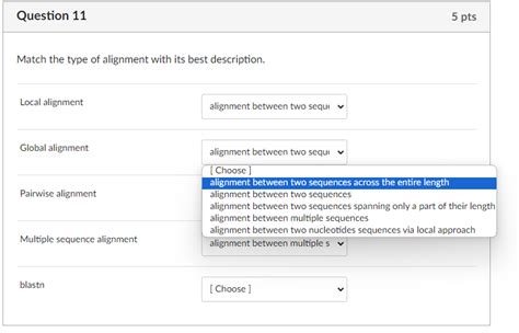 solved match the type of alignment with its best