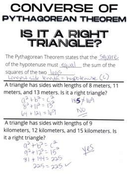Converse Of The Pythagorean Theorem Notes With Key By JustYourMathTeacher
