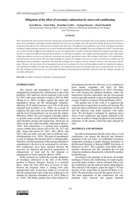 Pdf Mitigation Of The Effect Of Secondary Salinization By Micro Soil