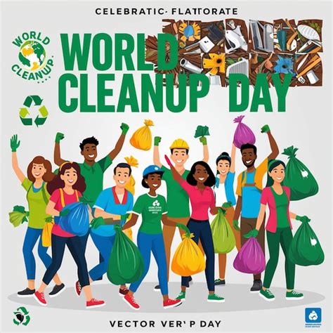 A Poster For World Clean Up Day That Is Written By World Clean Day