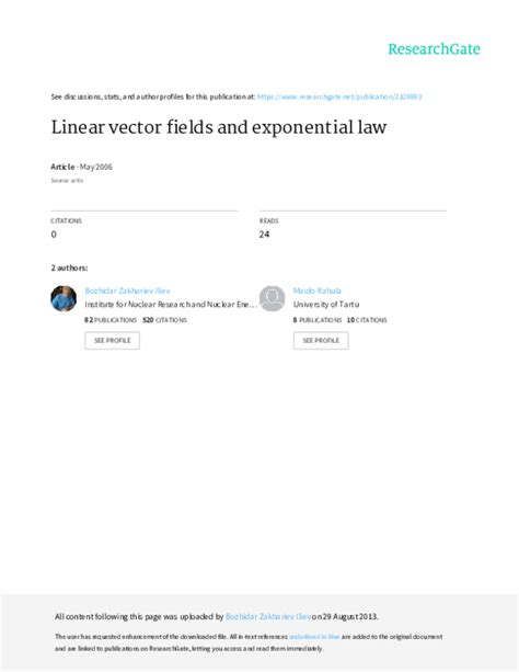 Pdf Linear Vector Fields And Exponential Law