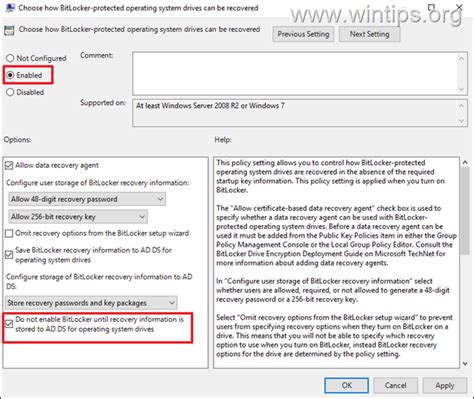 how to automatically store bitlocker recovery keys to ad active