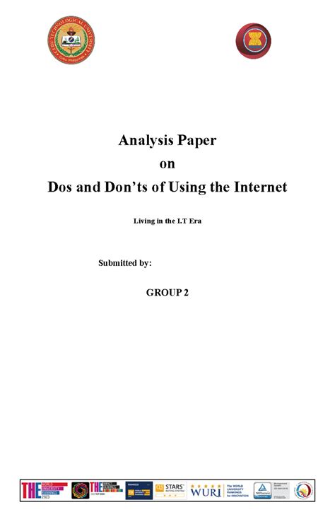 Analysis Paper It Helps You Analysis Paper On Dos And Donts Of