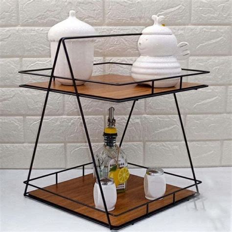 قیمت و مشخصات استند پذیرایی مدل دو طبقه کف چوبی زیراکو