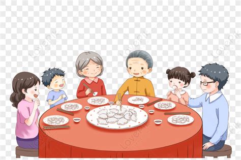 만두를 먹는 가족 Png 일러스트 무료 다운로드 Lovepik