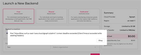 Error While Creating A New Backend Dgraph Cloud Slash Graphql
