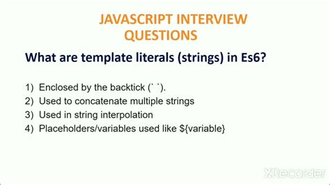 Es6 Tutorial Template Literals Javascript Interview Questions And Answers 2021 Youtube
