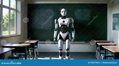 Machine Learning Humanoid Robot Ai In School Extremely Detailed And