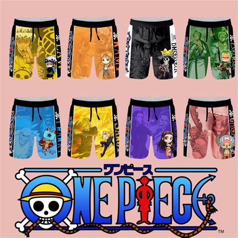 One Piece 3d Printed Shorts Fashion Cartoon Swimwear Beachwear Belt