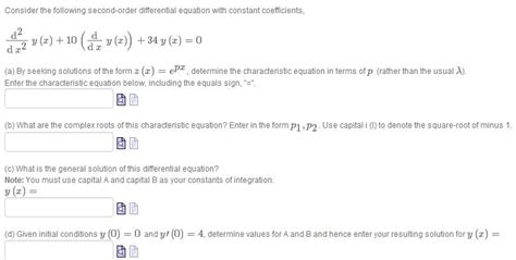 Solved Consider The Following Second Order Differential