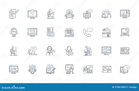 Functioning Operation Line Icons Collection Efficiency Functionality