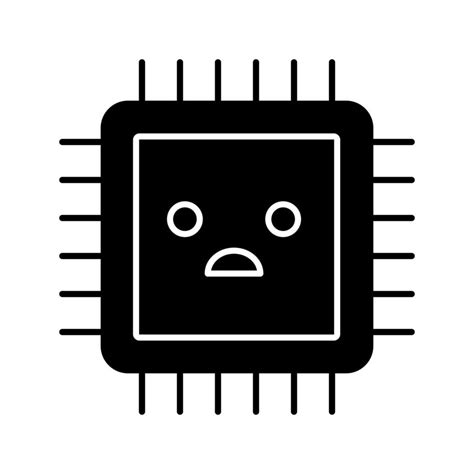 Sad Processor Glyph Icon Bad CPU Microprocessor Failure Central Processing Unit Problems