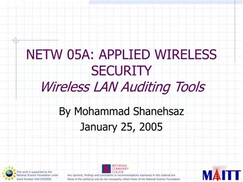 Ppt Netw 05a Applied Wireless Security Wireless Lan Auditing Tools