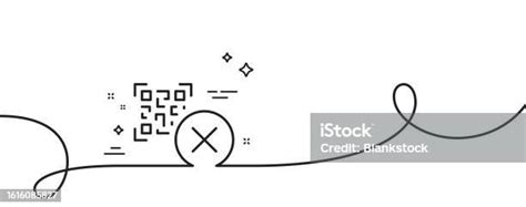 No Qr Code Line Icon Scan Barcode Sign Continuous Line With Curl Vector