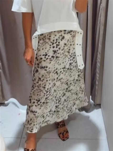 Женская длинная юбка трапеция с леопардовым принтом осенняя Новая модная облегающая