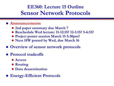 ppt ee360 lecture 15 outline sensor network protocols powerpoint