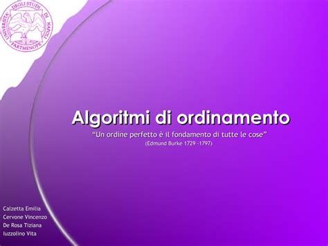 Algoritmi Di Ordinamento Ppt
