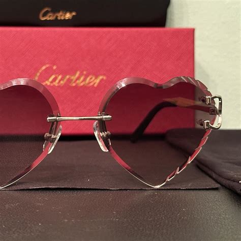 Cartier Heart Shape Glasses Comes With Box Black Depop